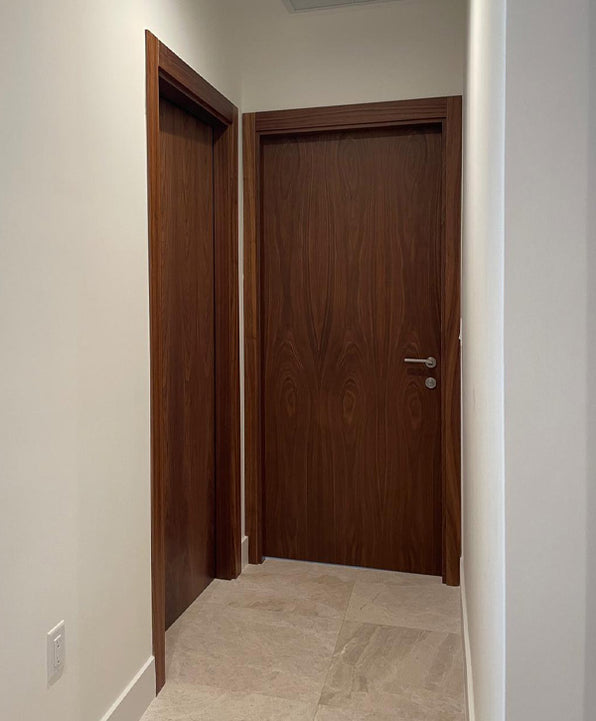 Interior Flush Rift Cut Walnut Solid Core Stain Grade Modern Door — Lux Doors