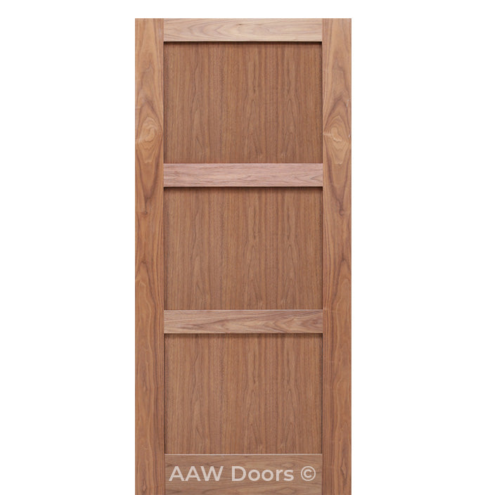 SH 18 Walnut Modern 3-Panel Shaker Interior Door — Lux Doors